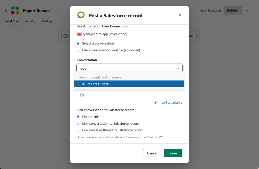 Schedule Salesforce reports in Slack | Slack Tips | Slack